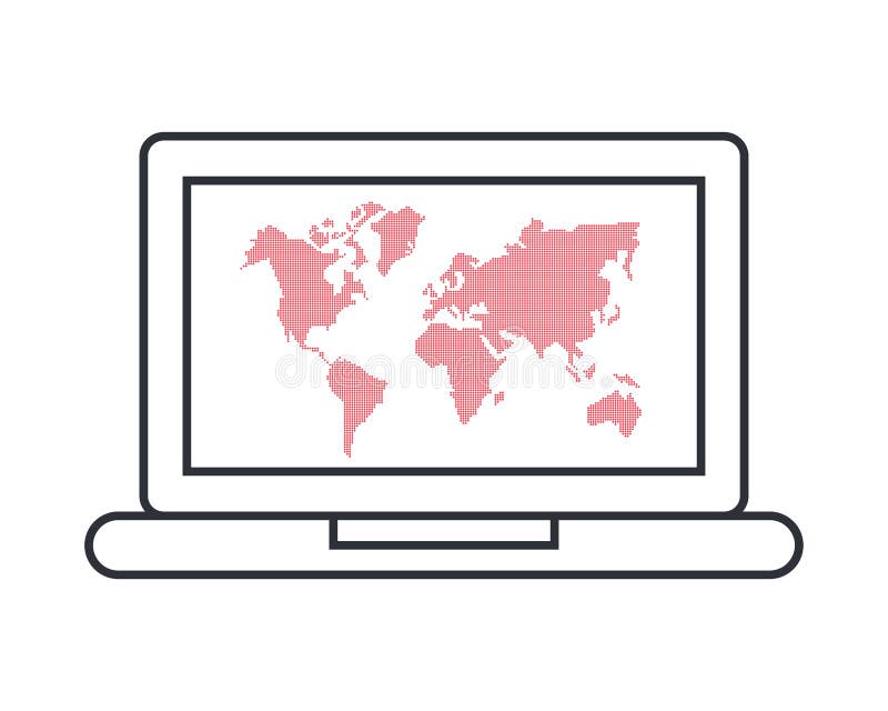 Laptop with World Planet Earth Maps Stock Vector - Illustration of ...