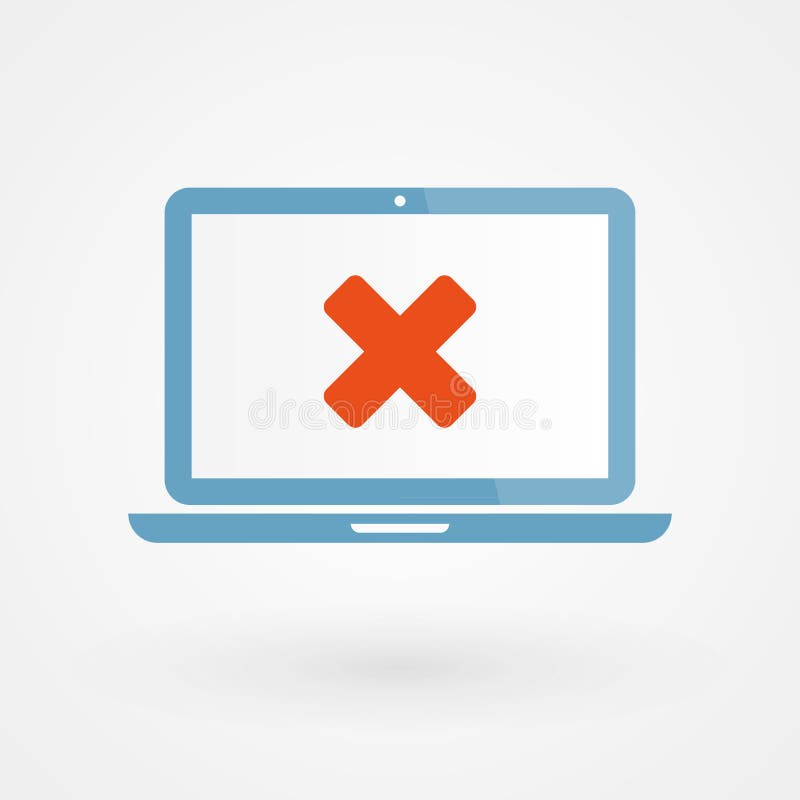 Laptop and Wrong Icon. Concept of Wrong. Vector Illustration, Flat ...