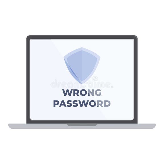 Laptop Wrong Password Icon Cartoon Vector. Protected Firewall Stock ...