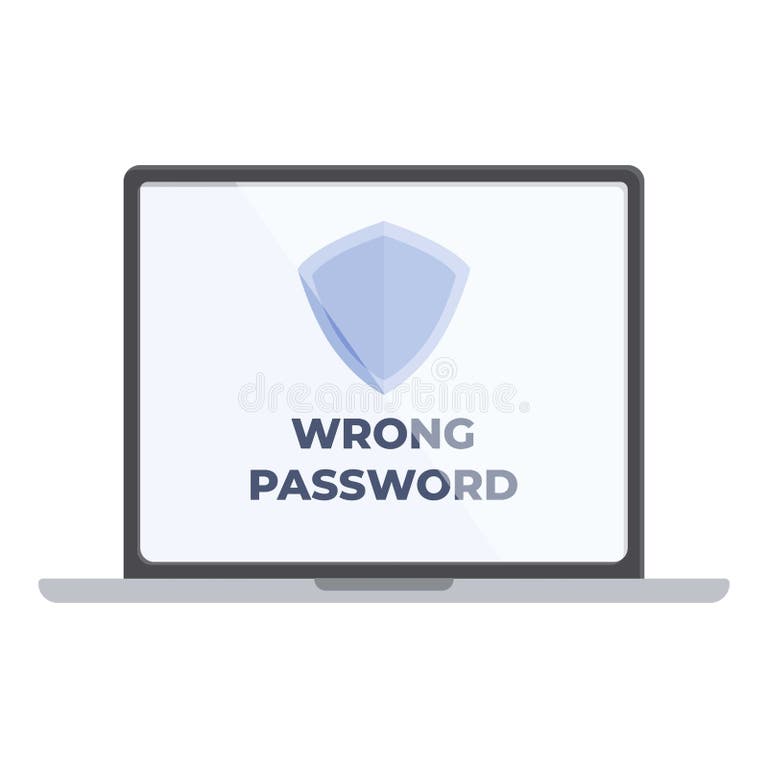 Laptop Wrong Password Icon Cartoon Vector. Protected Firewall Stock ...