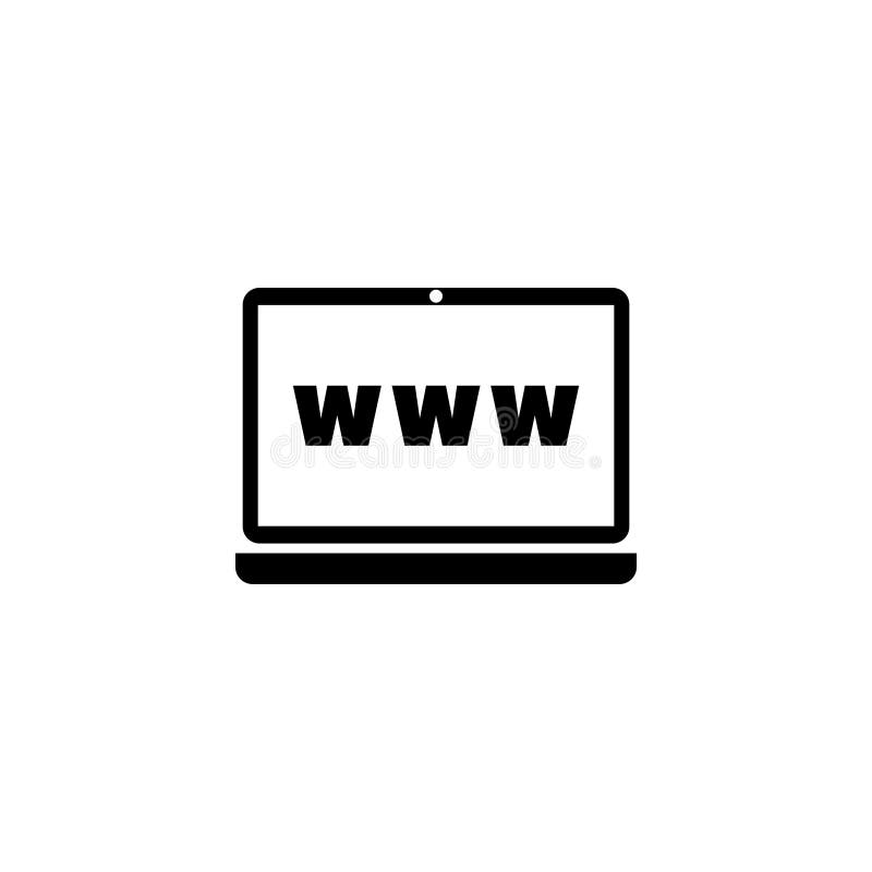Laptop with WWW Website on Screen, Notebook. Flat Vector Icon ...