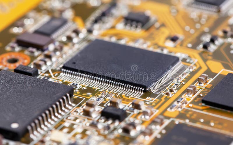 Yellow motherboard stock photo. Image of electric, graphic - 21802180
