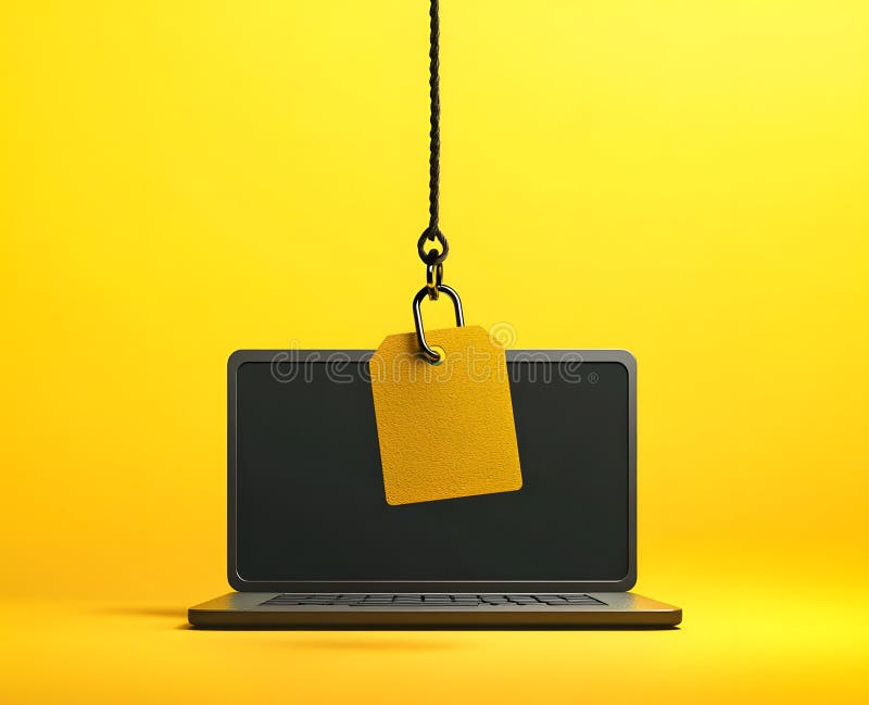 Laptop with Yellow Price Tag Hanging on Hook Technology Pricing Concept ...