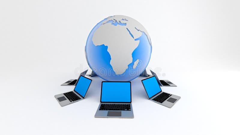 Laptops around the world stock illustration. Illustration of laptop ...
