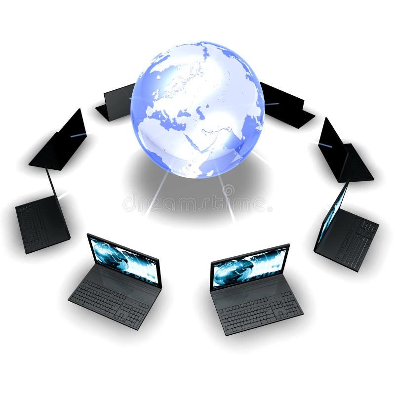 White Laptops Around the World Stock Illustration - Illustration of ...