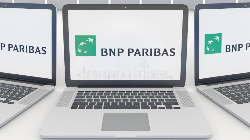 BNP PARIBAS Logo Made with Computer Code on the Laptop Screen ...