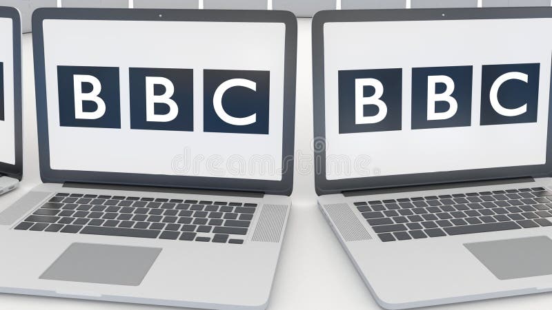 British Broadcasting Corporation BBC Logo on the Screen in a Meeting ...