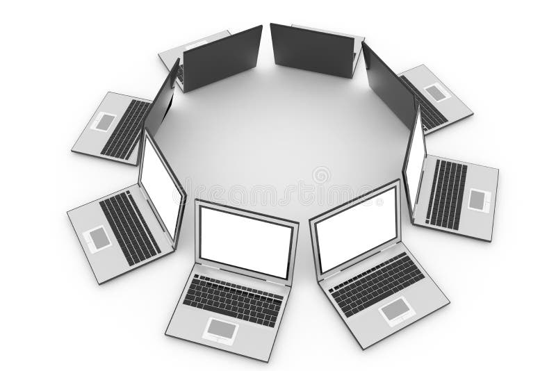 Laptops in circle stock illustration. Illustration of meeting - 21379849