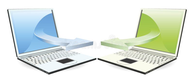 Two Laptops Communicating Wirelessly Stock Illustration - Illustration ...
