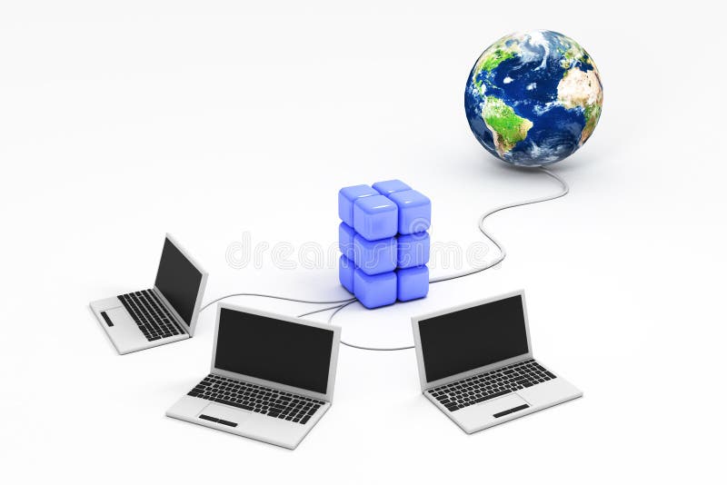Laptops connected to world stock photo. Image of architecture - 29532778