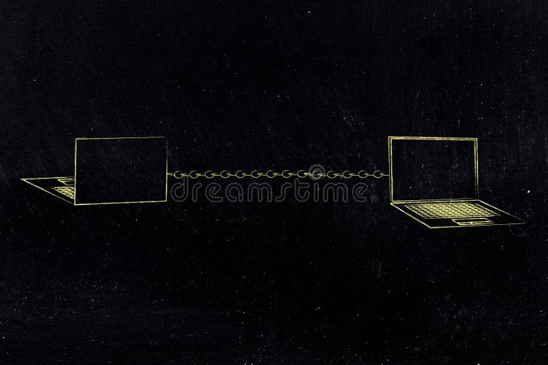 Laptops Front And Back With Chain Connecting Them Stock Image Image Of Computer Technology