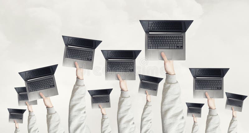 Laptops in hands stock image. Image of assistants, contact - 59802027