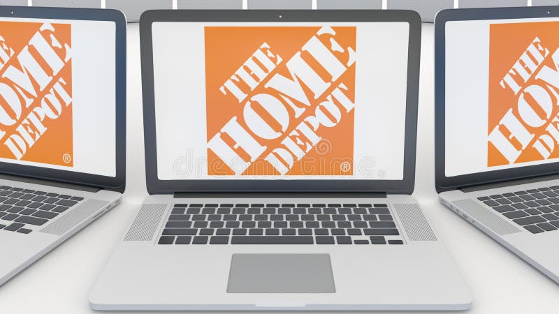 Laptops with the Home Depot Logo on the Screen. Computer Technology ...