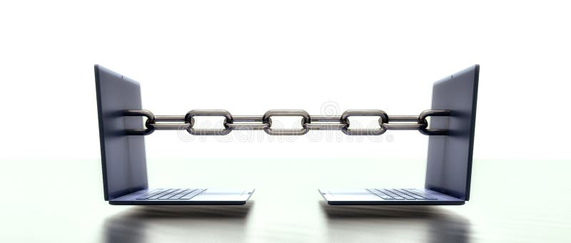 2 laptops locked together stock photo. Image of security - 236478196