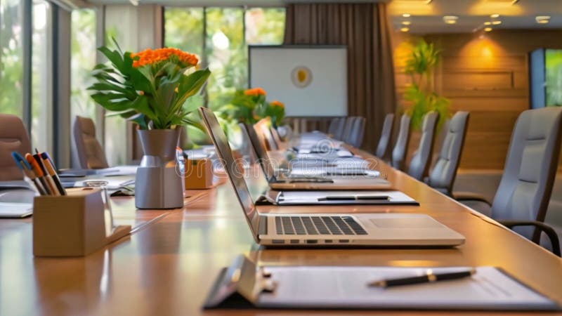 Modern Conference Room with Floor-to-ceiling Windows Showing a View of ...