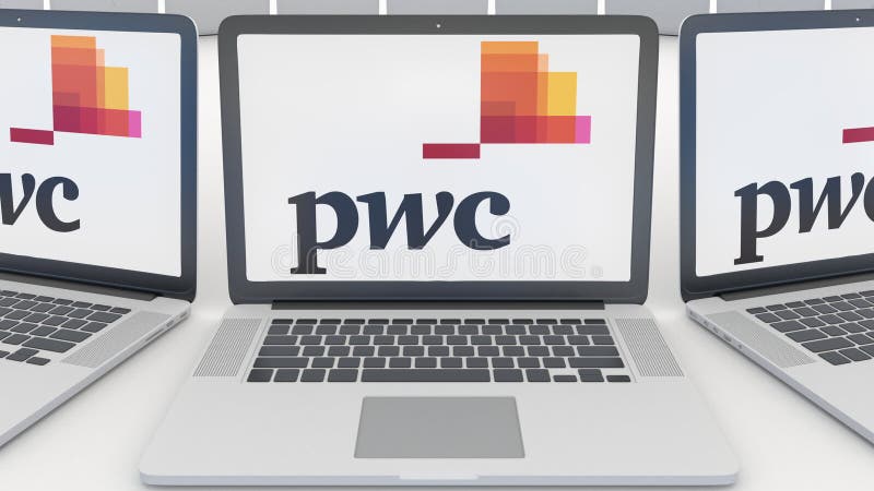 PricewaterhouseCoopers PwC Logo on the Screen in a Meeting Room ...