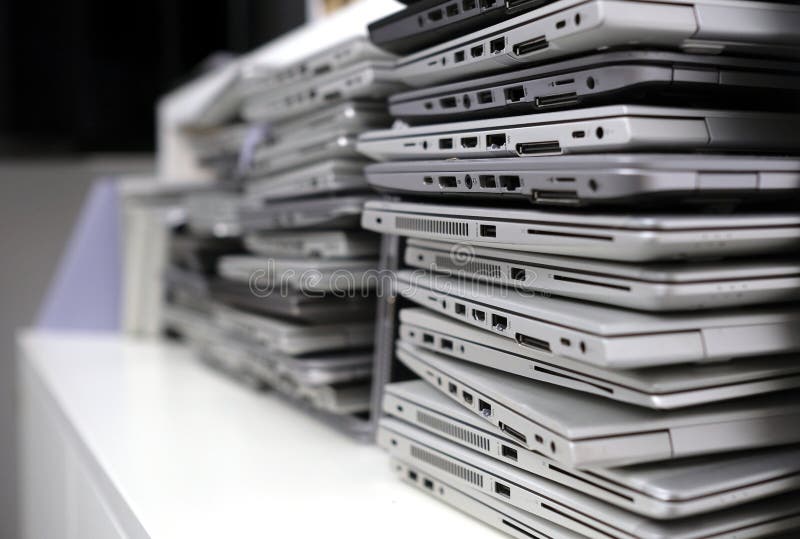 Laptops in the Storage Room of a Company Stock Photo - Image of damaged ...