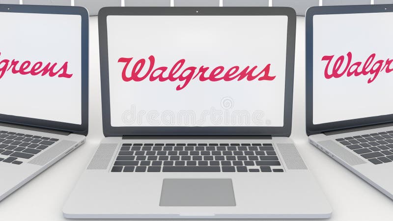 Walgreens Logo on the Screen in a Meeting Room. Editorial 3D Rendering ...