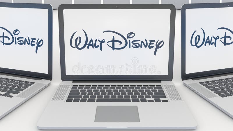 Laptop with Walt Disney Pictures Logo. Computer Technology Conceptual ...