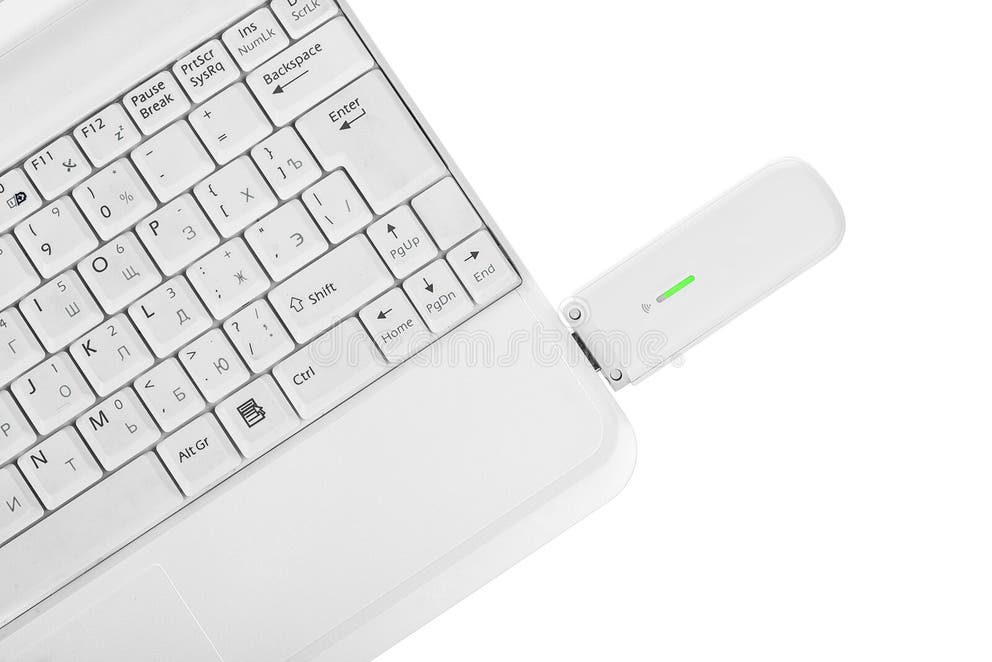 Laptops with wi-fi modem stock image. Image of information - 32366985