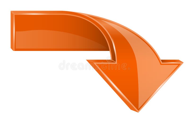 Laranja abaixo da seta 3d ilustração do vetor. Ilustração de fundo ...