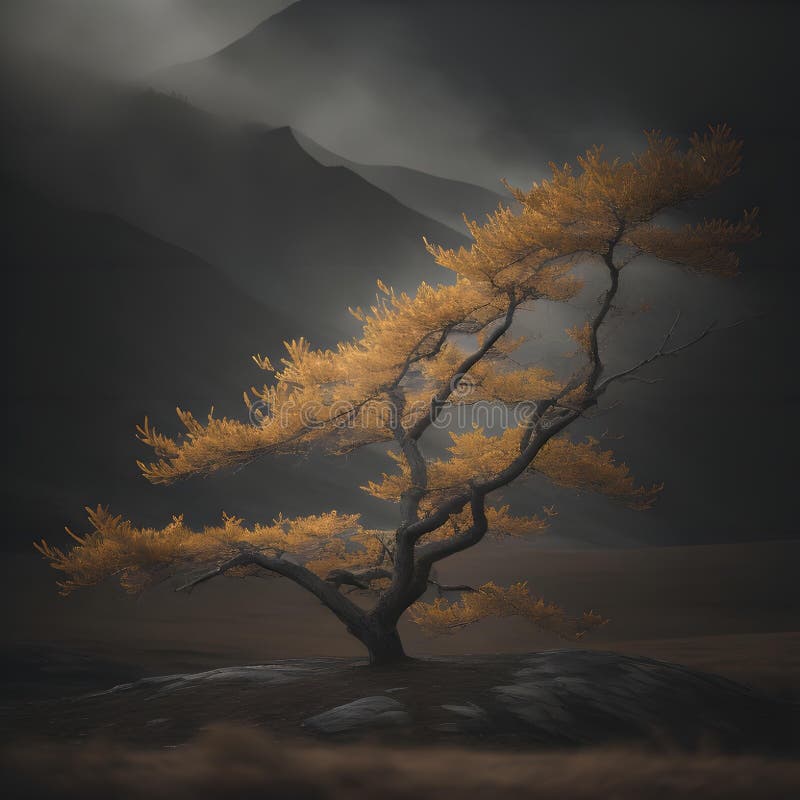 Larch Tree in the Autumn Forest. Generative Ai Stock Illustration ...