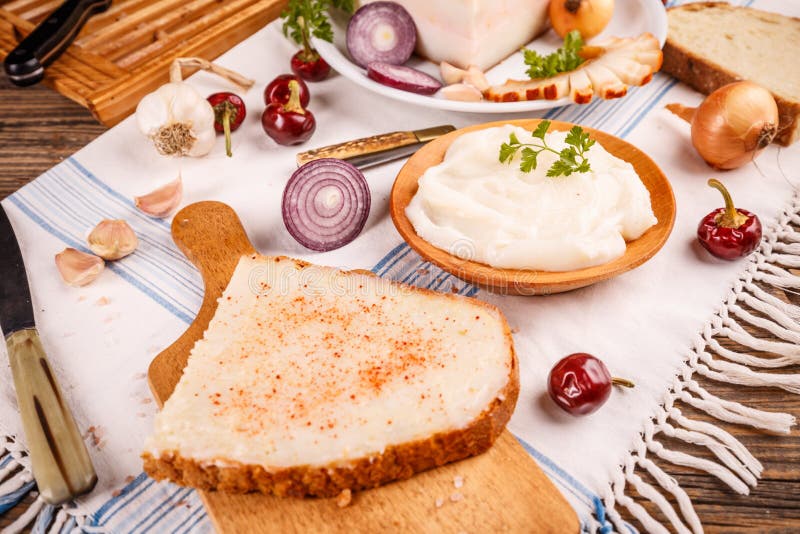 Lard bread stock photo. Image of table, fatty, slices - 81004286