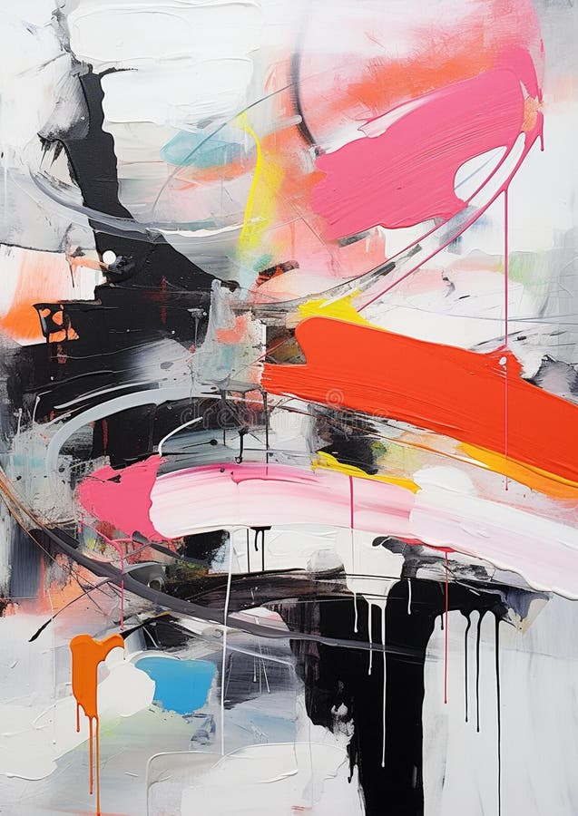 A Large Abstract Painting Made with Brush Strokes and Acrylics Stock ...