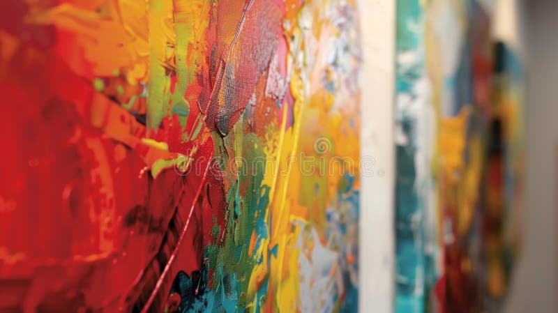 Large Abstract Paintings Adorn the Walls Adding a Splash of Color To ...