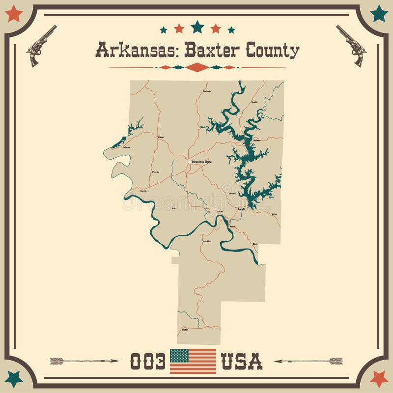 Map of Baxter County in Arkansas Stock Vector - Illustration of freeway ...