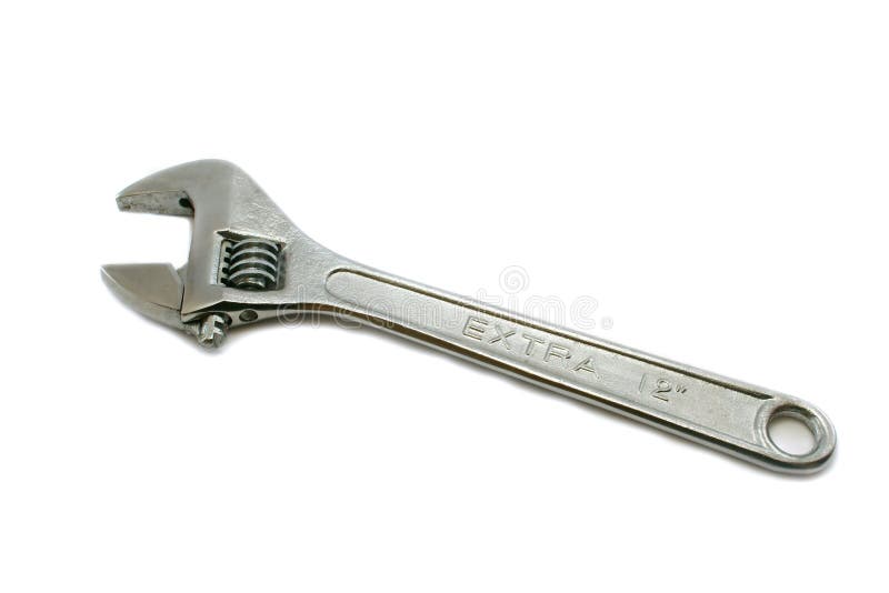 Large Adjustable Wrench Laying Flat Stock Photo - Image of colour, tool ...