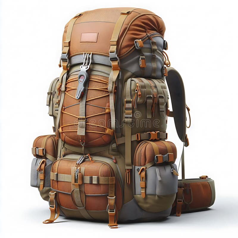 Large Adventure Backpack Packed with Outdoor Essentials Stock ...