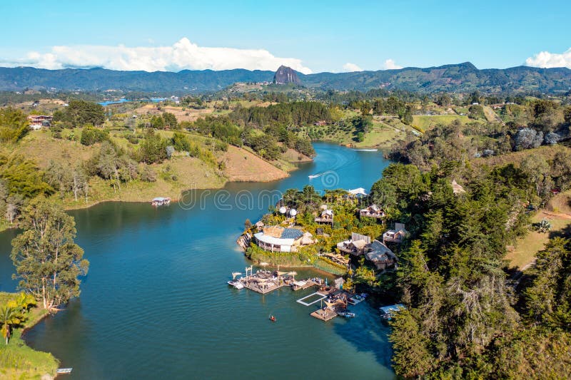 Large Aerial View of Villa and Cabin Compound in Nature Landscape from ...