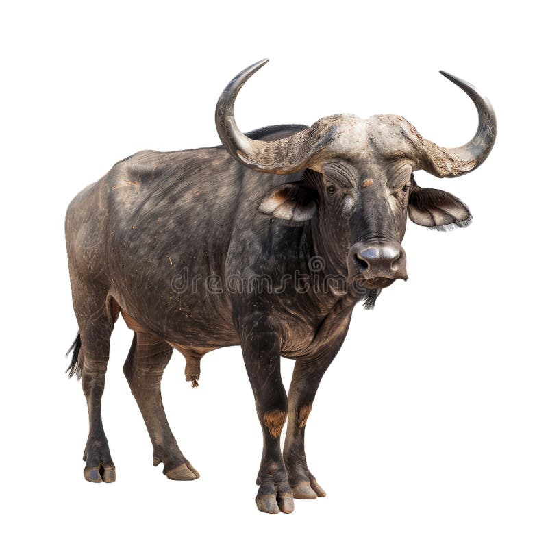 Large African Buffalo Standing Isolated on White Background Stock Photo ...