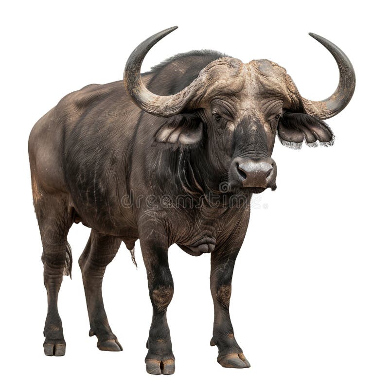 Large African Cape Buffalo Bull Standing on White Background Stock ...