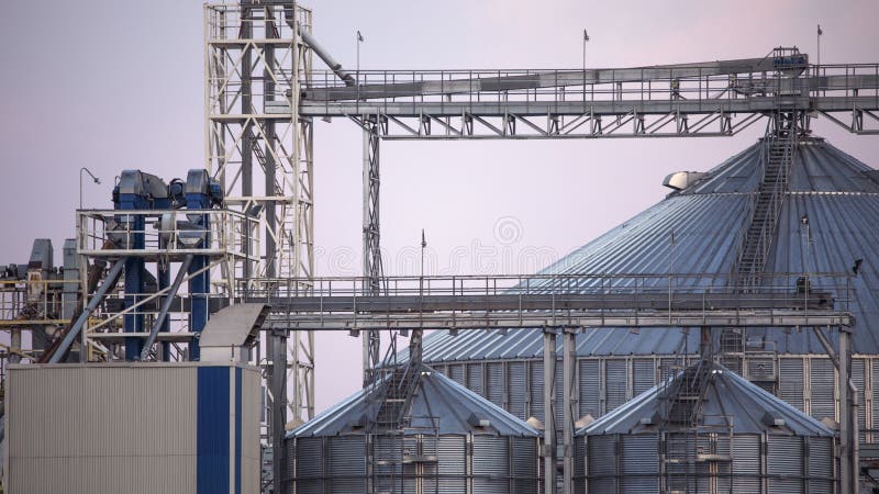 Large Agricultural Grain Processing Plant at Sunset Stock Image - Image ...