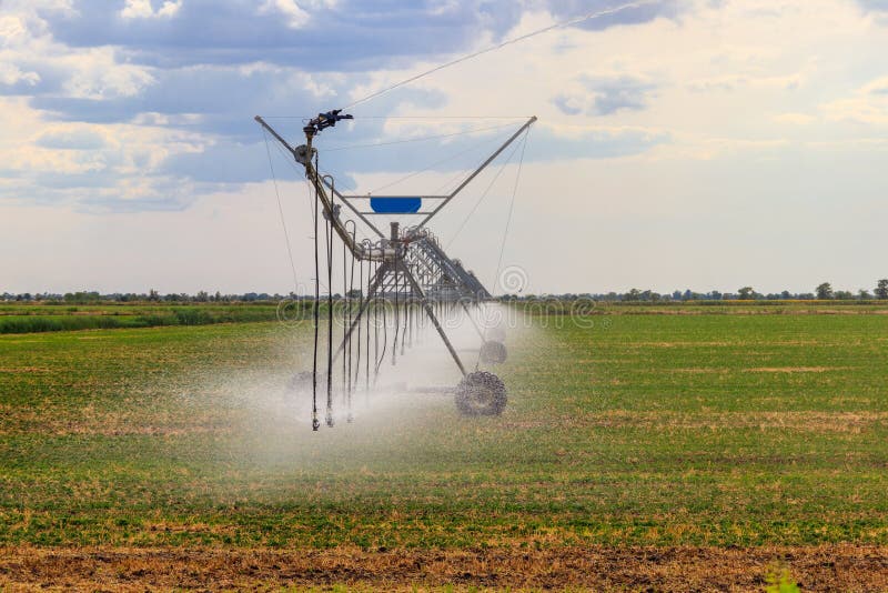 Large Agricultural Irrigation System in Field Stock Image - Image of ...