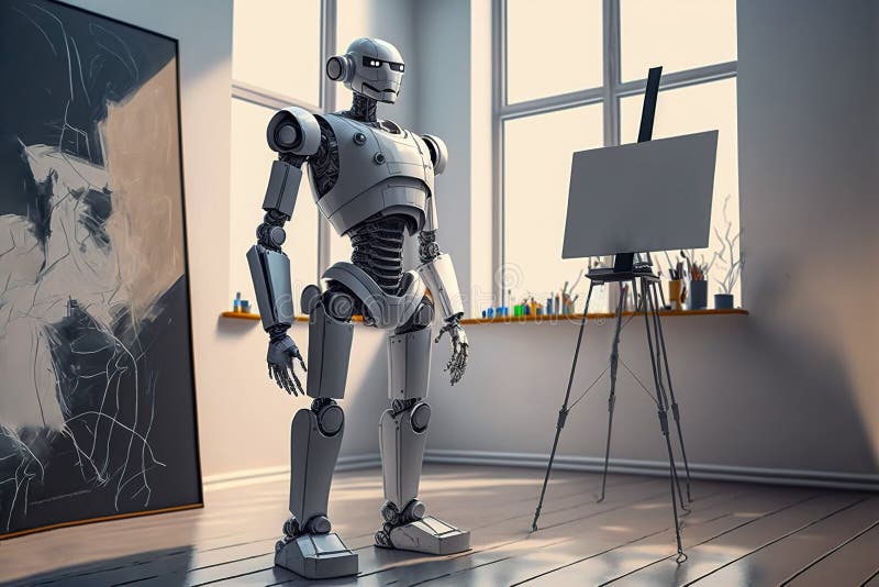 Large AI Image from Prompt Generating Robot Standing Proudly in a ...