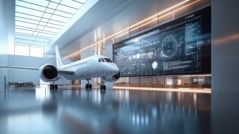 Large Aircraft Display Showcasing Safety System Design in a Futuristic ...