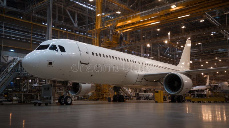 Large Aircraft in Manufacturing Facility with Tools and Equipment Ready ...