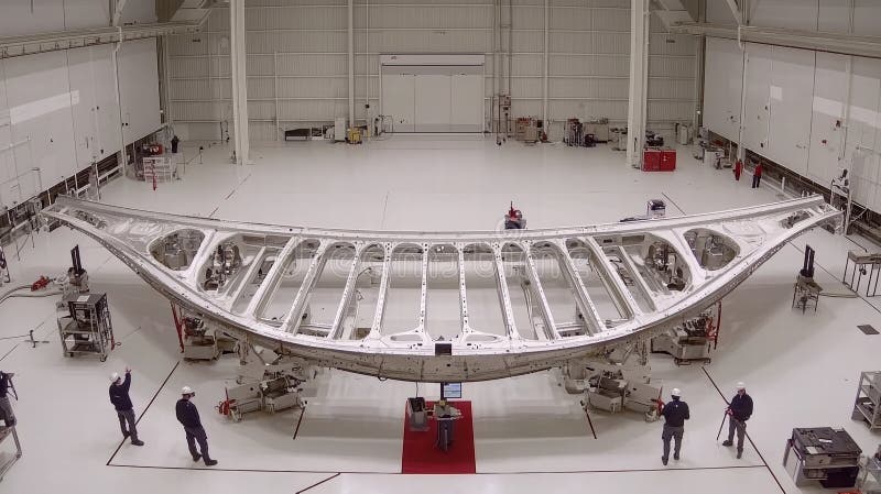 Large Aircraft Wing Structure during Manufacturing Process in Facility ...