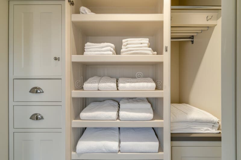 Large Airing Cupboard with Shelves and Hanging Rail for Storing and ...