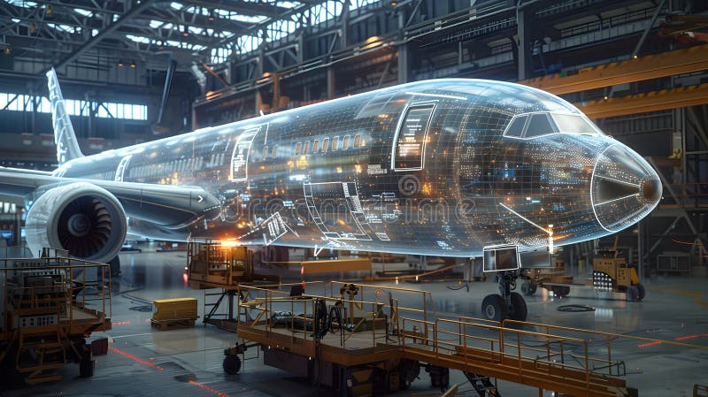 A Large Airplane is Being Built in a Hangar Generated by AI Stock ...