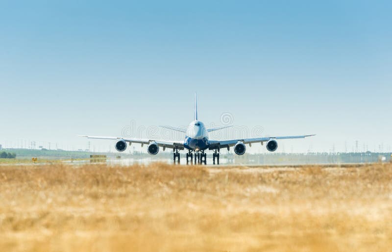 The Large Airplane on the Runway Ready for Takeoff Stock Photo - Image ...