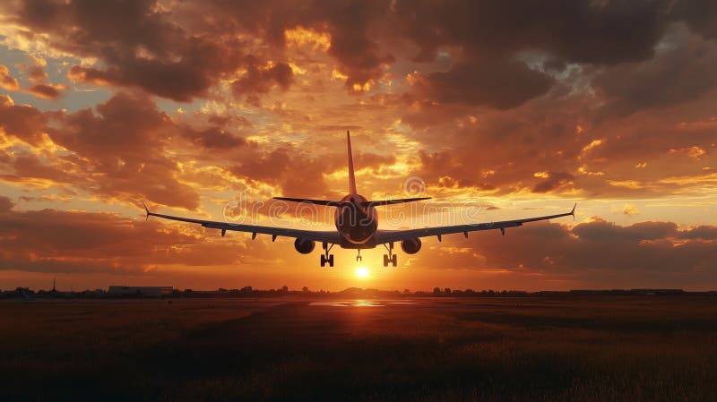 A Large Airplane Taking Off from the Runway during a Breathtaking ...