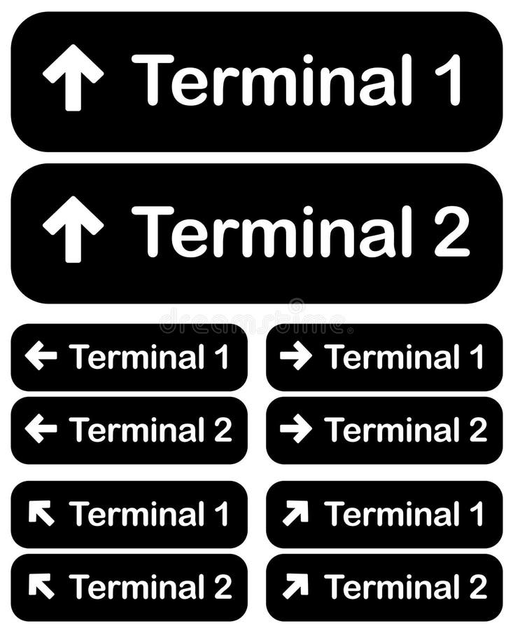 Airport Terminal Dirrection Signs Set, Vector Illustration Stock Vector ...