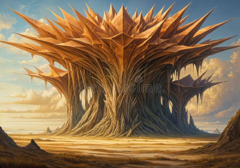 Large Alien Tree with Many Branches and Leaves Stock Illustration ...