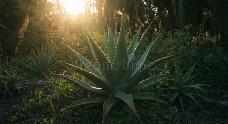 Large Aloe Vera Plant in Sunlight Stock Illustration - Illustration of ...