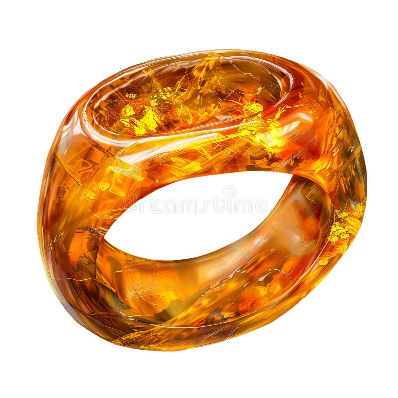 Large Amber Ring Isolated on White Background Stock Photo - Image of ...