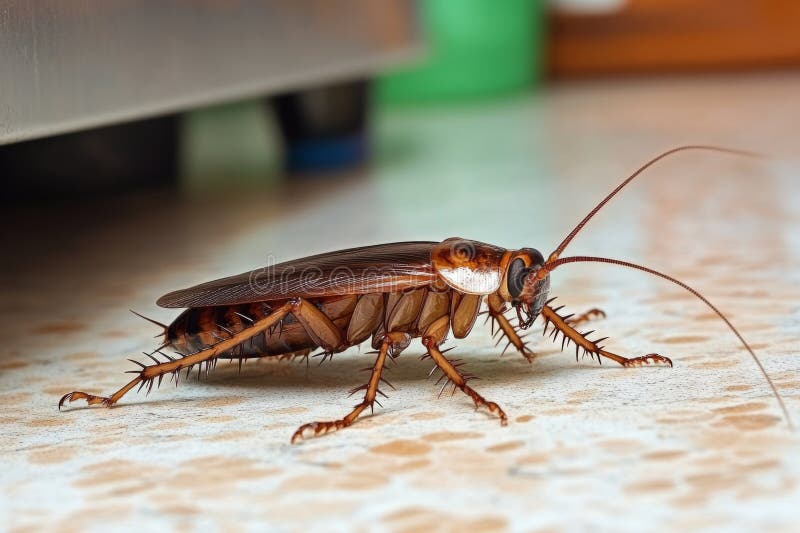 Large American Cockroach Crawling on Kitchen Floor Stock Image - Image ...
